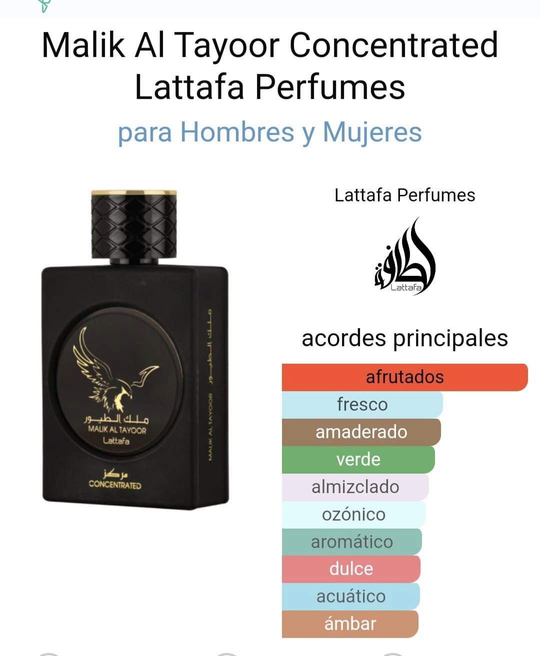 LATTAFA-Malik Al Tayoor Concentrated Eau De Parfum de 100ml Unisex – FyV SpA